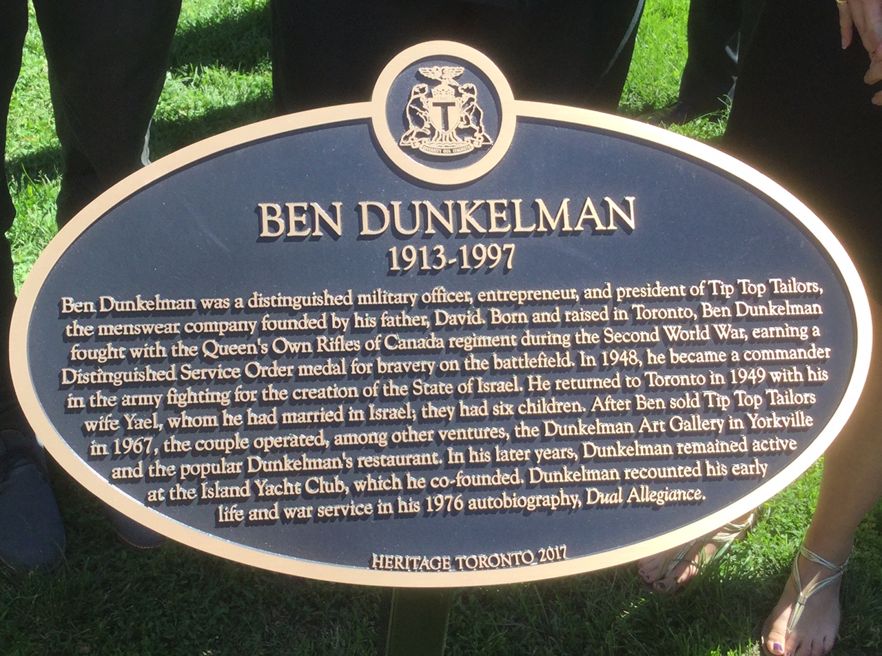Ben Dunkelman Heritage Toronto Plaque Unveiled | The Queen's Own Rifles ...
