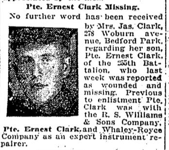 Clark, Ernest | The Queen's Own Rifles of Canada Regimental Museum and ...